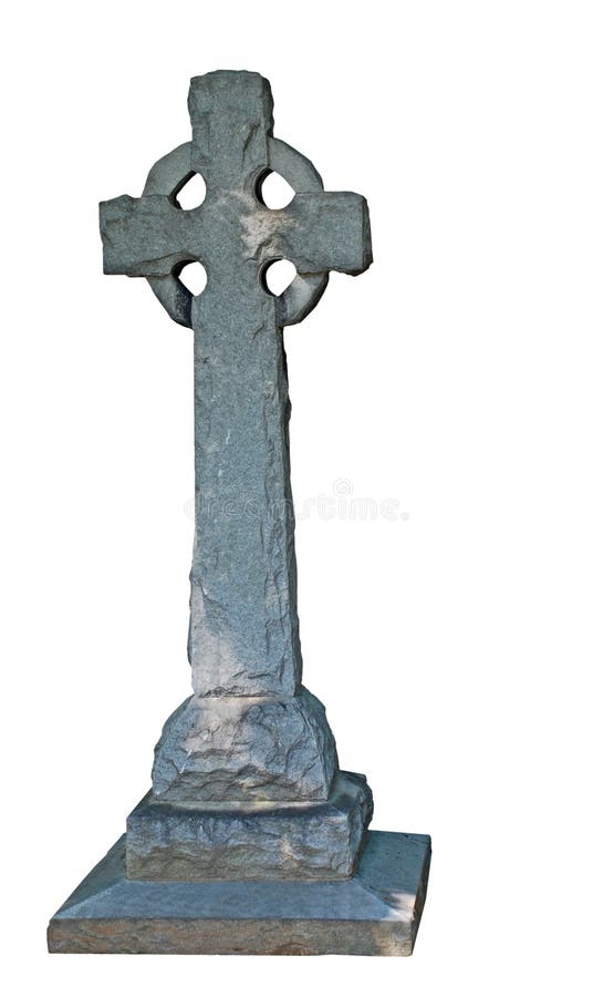 Weathered Christian Gravestone Isolated on White Stock Photo - Image of ...