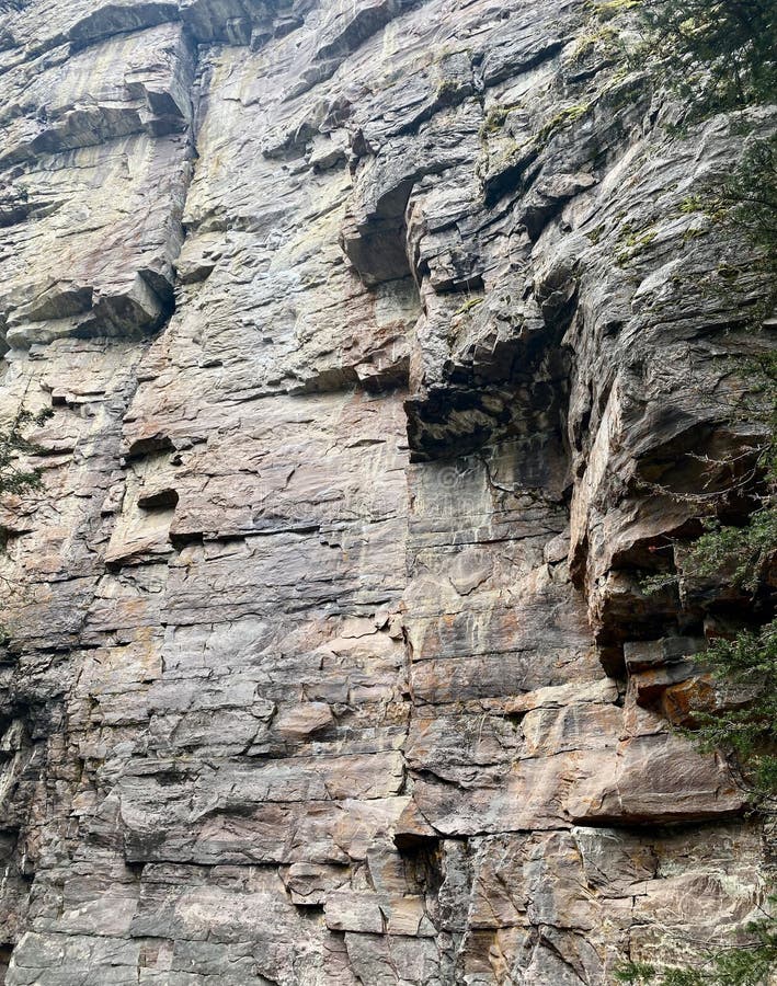 Weathered Cliff Face of Layered Stone Stock Image - Image of cliff ...