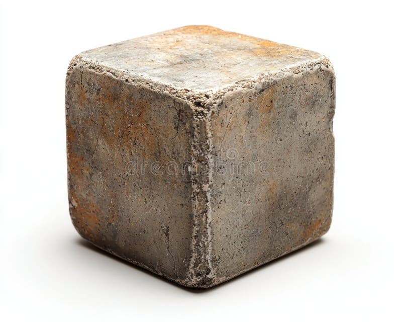 Rough Textured Concrete Cube Isolated on White Background Stock Photo ...