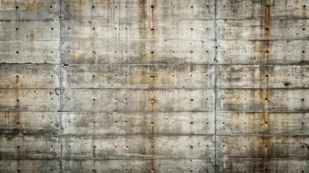A Weathered Concrete Panel with Horizontal Formwork Texture and Rust ...