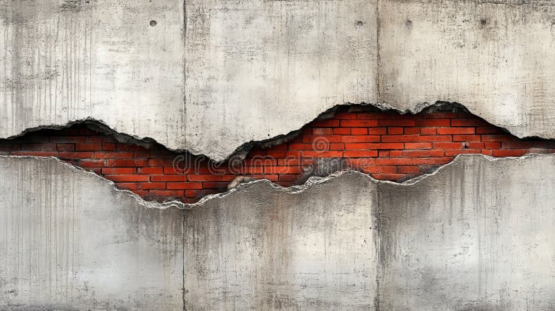 Weathered Concrete Revealing Hidden Brick Wall Beneath Stock Photo ...