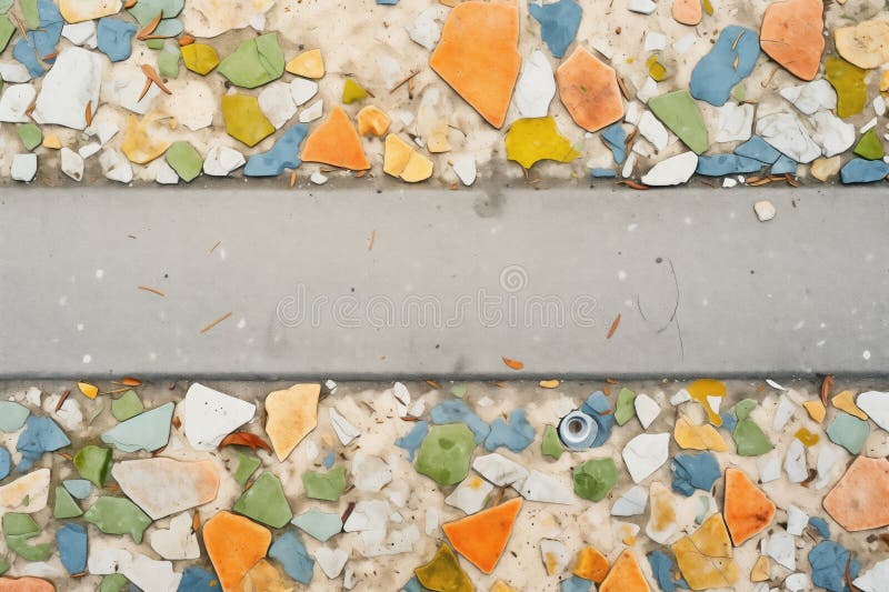 Weathered Concrete Sidewalk with Scattered Pebbles Stock Photo - Image ...