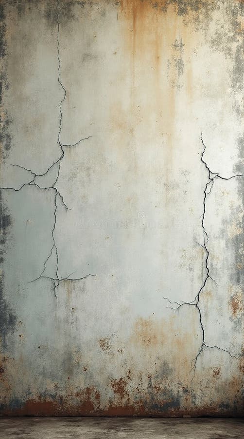 Weathered Concrete Wall with Cracks and Stains Showing Age and Decay ...