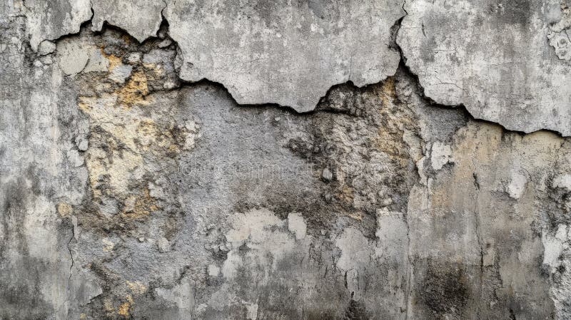 A Weathered Concrete Wall with Deep Cracks and Rough Patches of ...