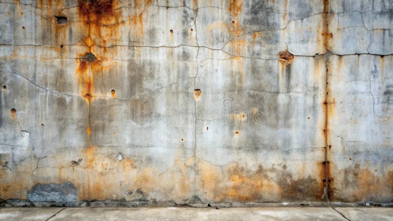 Weathered Concrete Wall with Rust Stains and Cracks, Ideal for ...