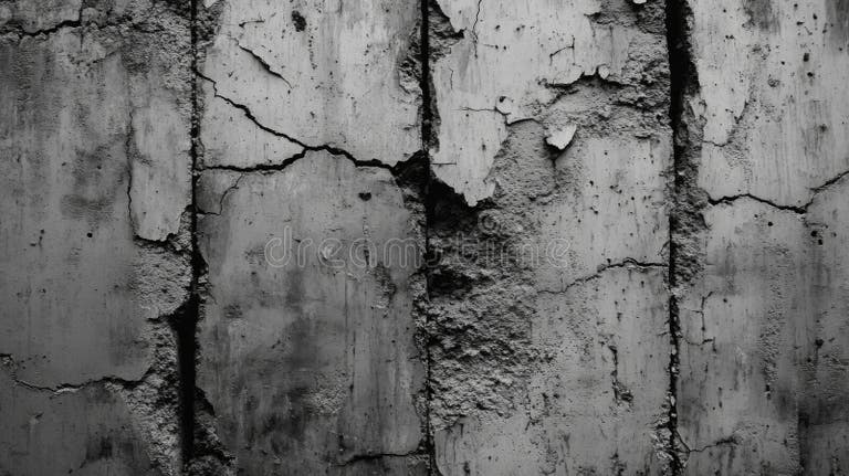 Weathered Concrete Wall Showing Extensive Cracking and Damage Stock ...
