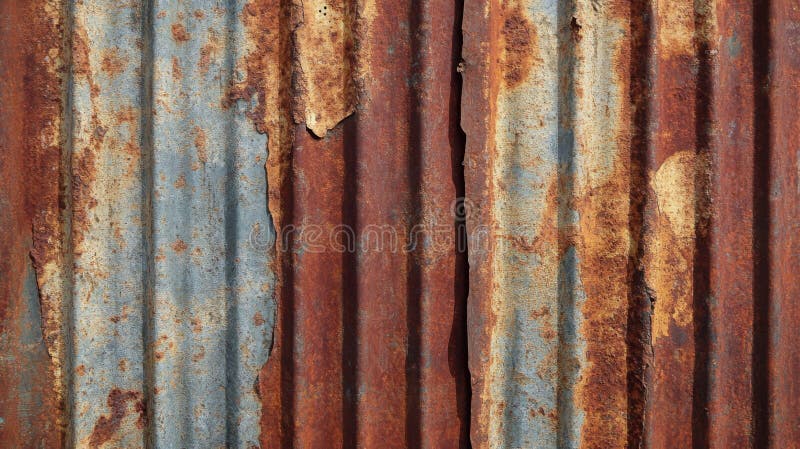 Weathered Corrugated Metal Sheet with Rust and Flaking Paint Stock ...