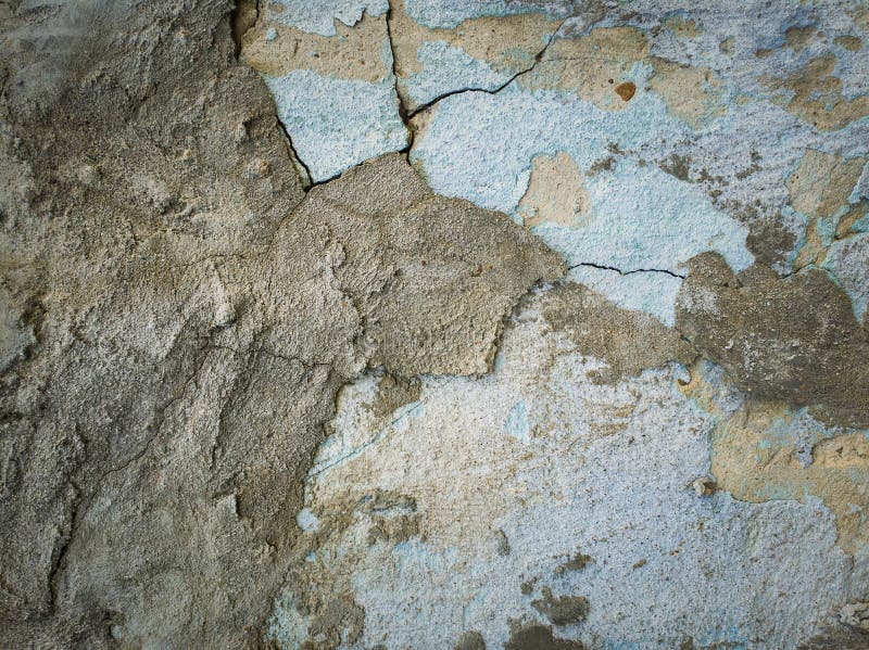 Weathered and Cracked Concrete Wall Maintained through Time with Blue ...