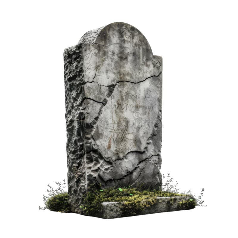 Weathered and Cracked Gravestone with Moss Stock Photo - Illustration ...