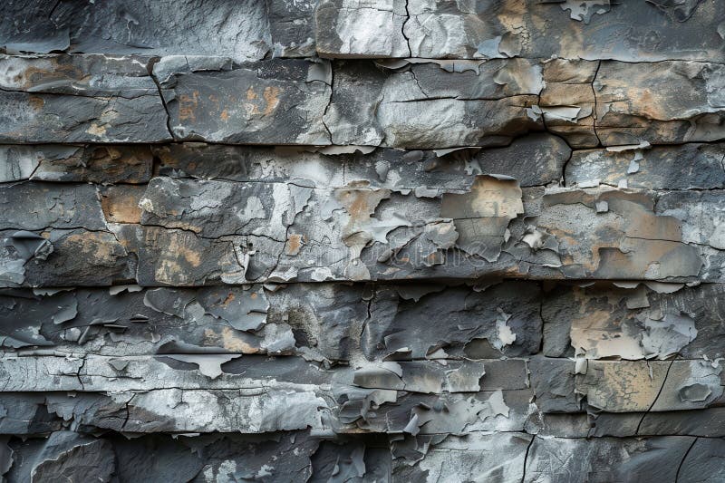 Weathered and Cracked Rock Wall with Peeling Layers Stock Illustration ...