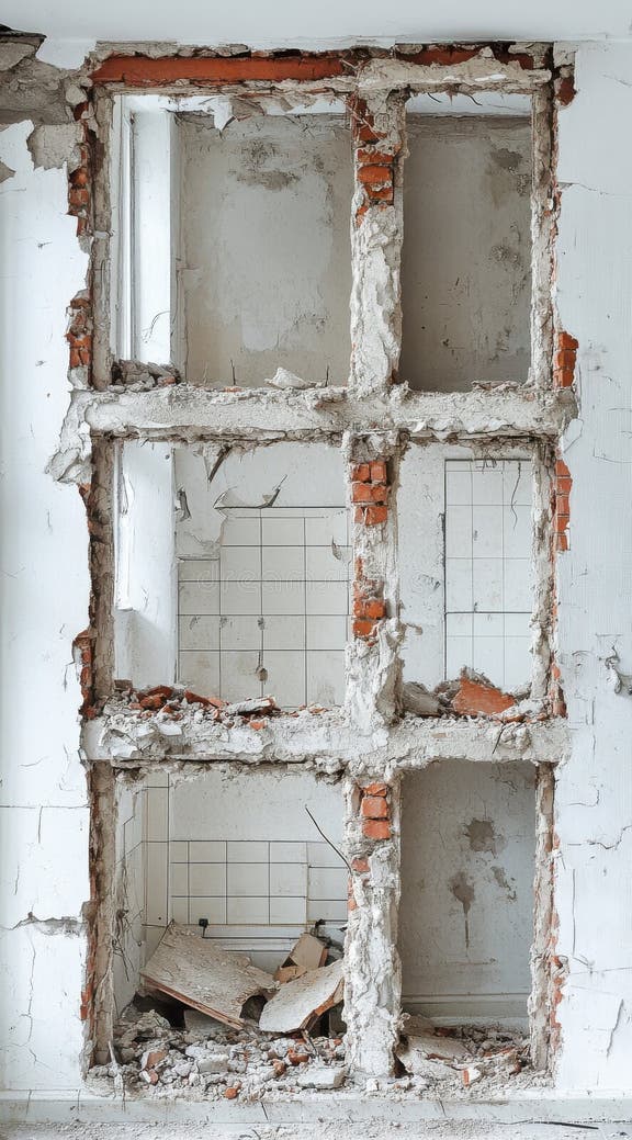 Weathered Brick Structure Decayed Wall Recesses and Debris Stock ...