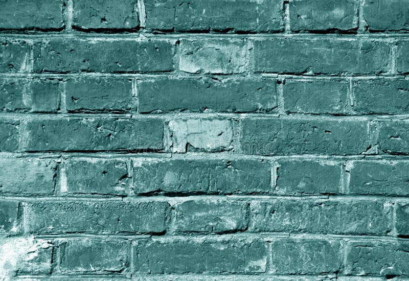 Weathered Cyan Toned Brick Wall Texture. Stock Photo - Image of cement ...