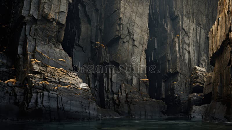 Weathered dark cliffs stock illustration. Illustration of rugged ...