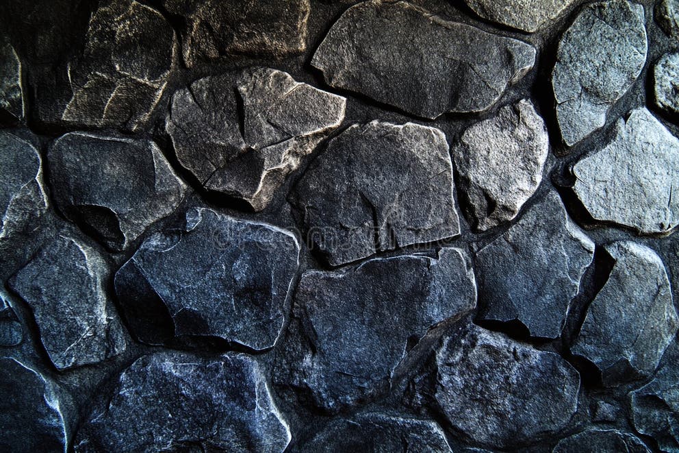 Weathered Dark Stone Wall Texture with Natural Rough Rock Pattern and ...