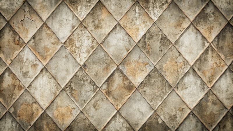 A Weathered Diamond Patterned Wall Surface Texture Featuring Aged Stone Tiles with Subtle Color ...