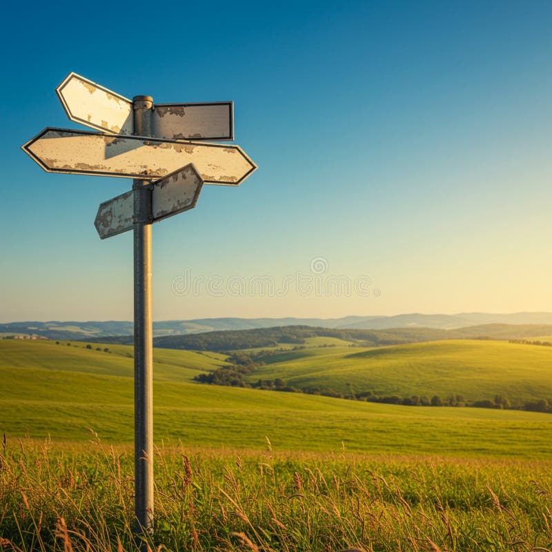 A Weathered Directional Signpost Stands in the Foreground, Featuring ...