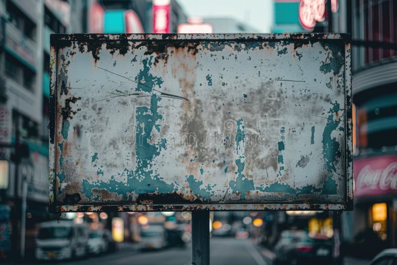 Weathered and Distressed Metal Sign Stock Illustration - Illustration ...