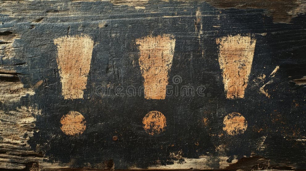 Weathered Exclamation Marks on Rustic Wood Surface. Stock Photo - Image ...