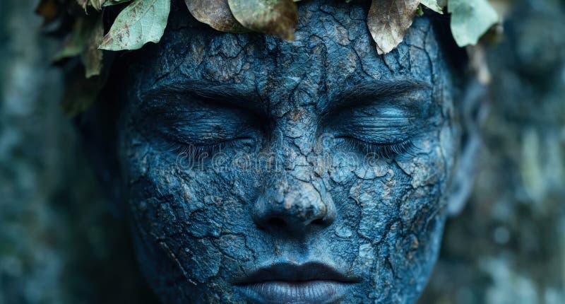 Weathered face of nature stock illustration. Illustration of leaves ...