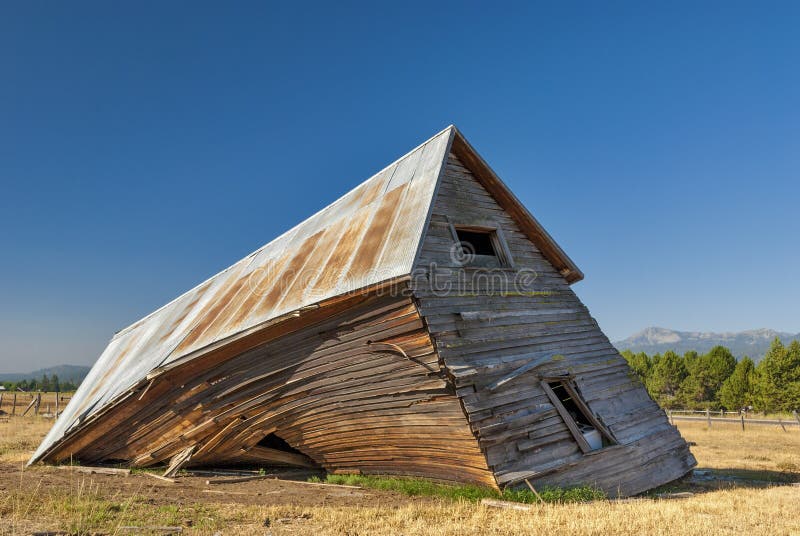Weathered and Falling Down Wooden House Stock Image - Image of door ...