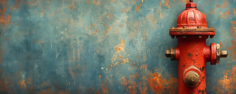 Aging Fire Hydrant with Rust Against a Colorful Wall. Stock Photo ...