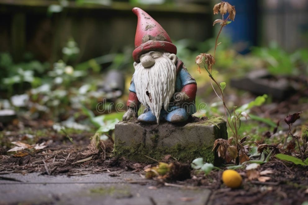 Weathered Garden Gnome Missing Its Head Stock Illustration ...