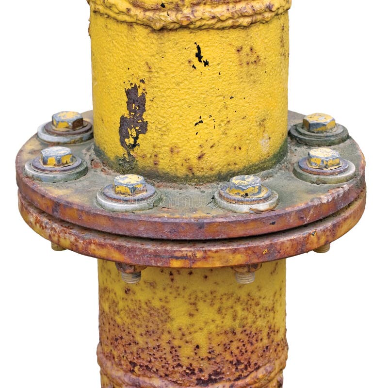 Weathered Gas Pipe Connection Flange Isolated Stock Photo - Image of ...