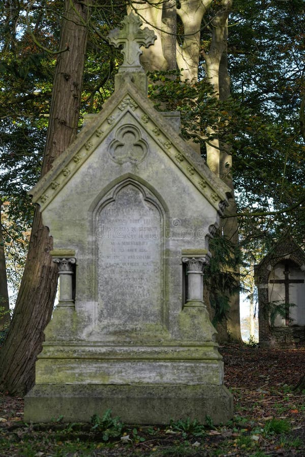 Weathered Gravestone in Serene Forest Stock Photo - Image of tombstone ...