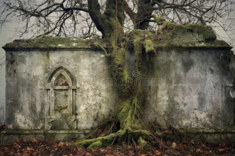 A Weathered Gravestone with a Tree Growing Around it Stock Image ... A Weathered Gravestone with a Tree Growing Around it Stock Image ...