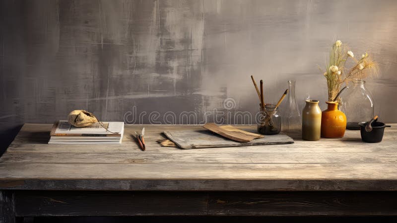 Weathered gray table top stock illustration. Illustration of supplies ...