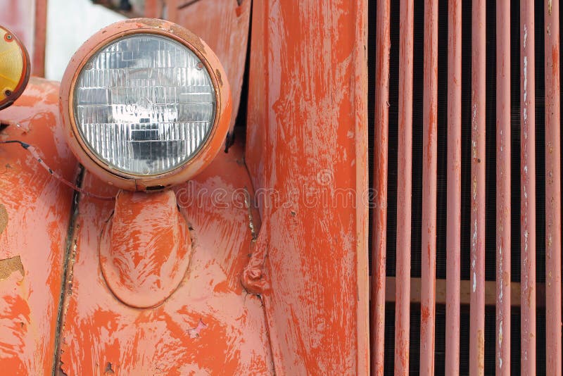 Weathered Grill of a Red Vintage Fire Truck Stock Image - Image of wood ...
