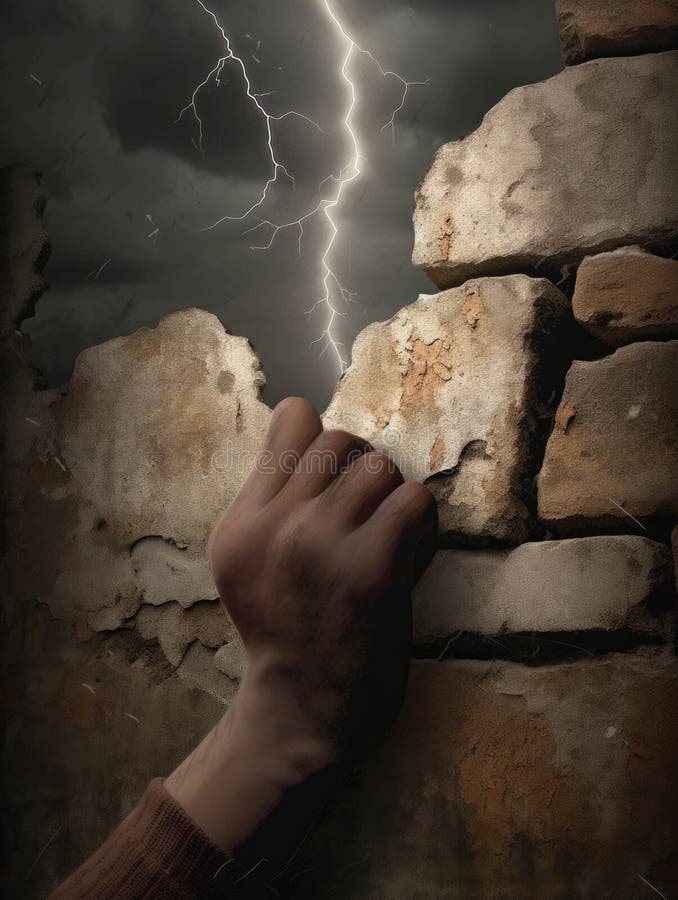 A Weathered Hand Slips a Note through a Crack in an Ancient Stone Wall ...