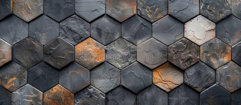 Weathered Hexagonal Tile Wall Stock Image - Image of corrosion ...