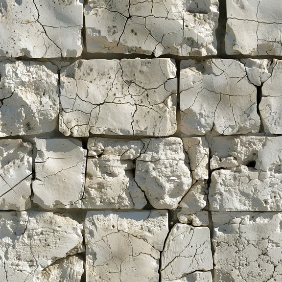 Weathered Limestone Wall with Cracked Surface Texture Stock ...