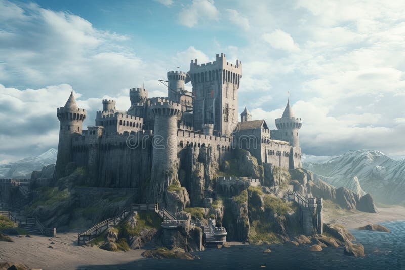 Weathered Medieval Castle Building. Generate AI Stock Photo - Image of ...