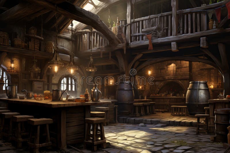 Weathered Medieval Tavern Exterior. Generate Ai Stock Illustration ...