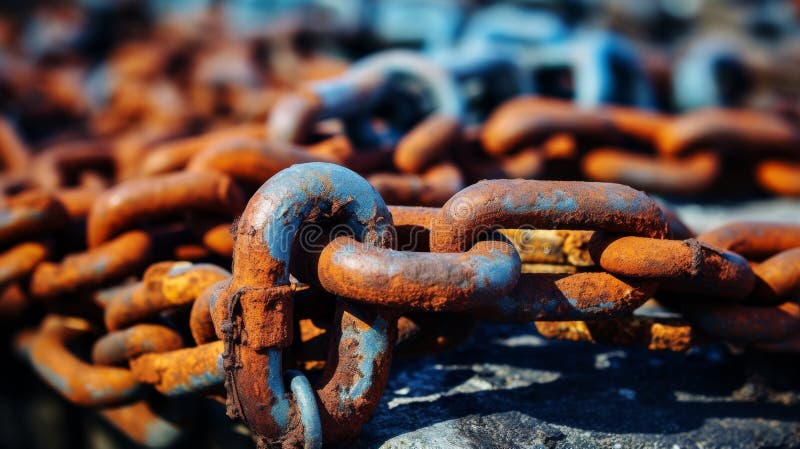 Weathered Metal Chains Showing Rust Stock Illustration - Illustration ...