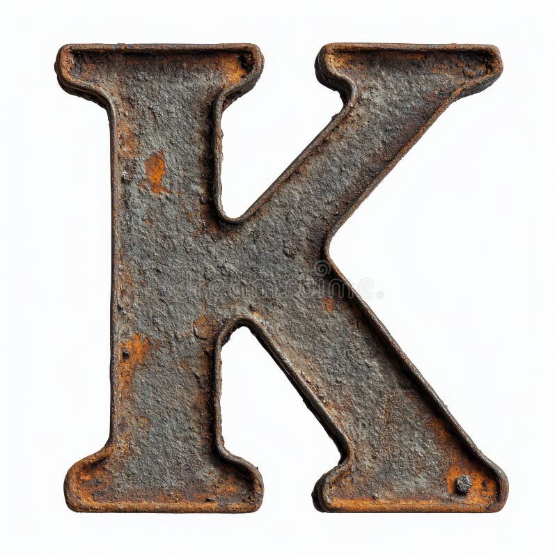 A Weathered Metal Letter "K" with a Rustic Finish, Ideal for Graphic ...