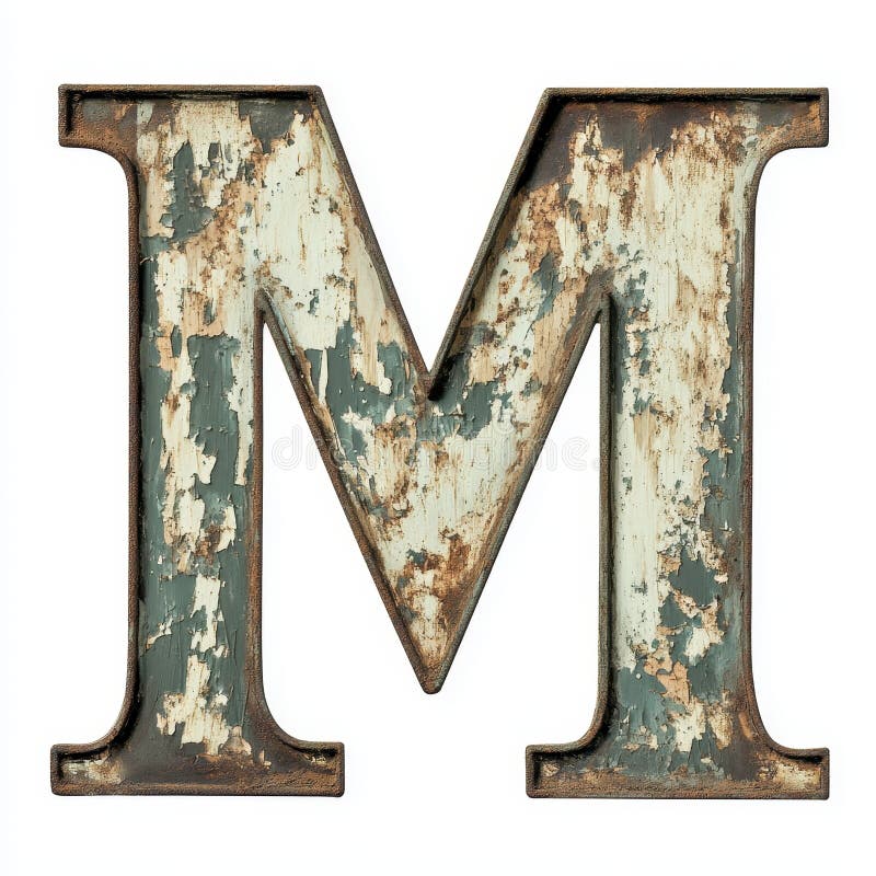 A Weathered Metal Letter "M" with a Rustic Finish, Suitable for ...