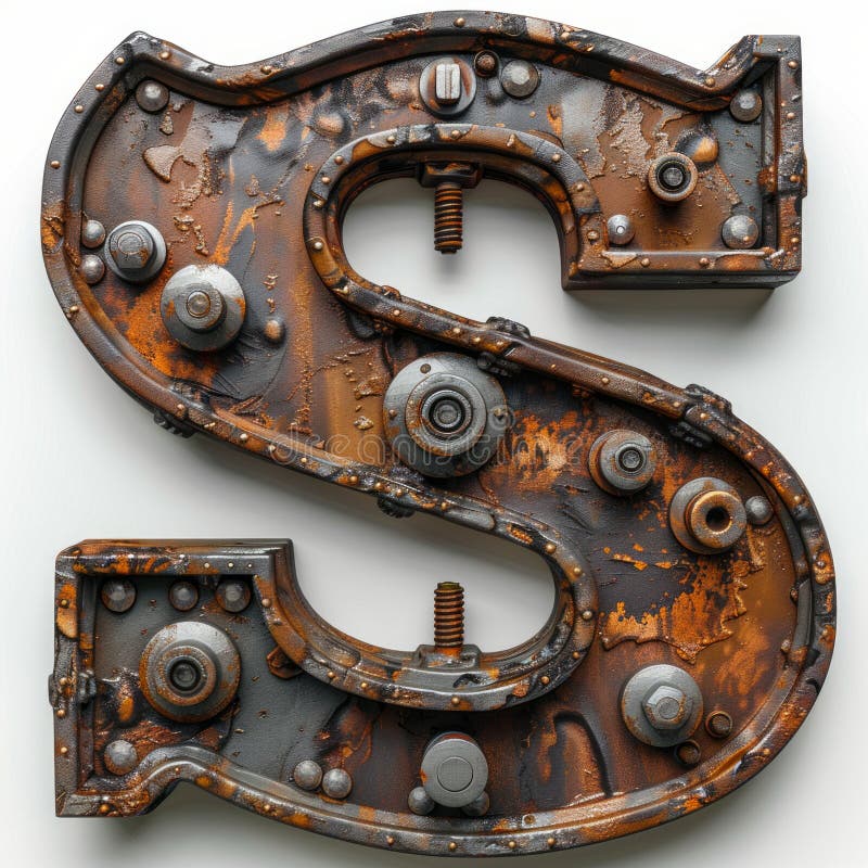 Weathered Metal Letter S Emerges from a Backdrop of Rusty Metal and ...