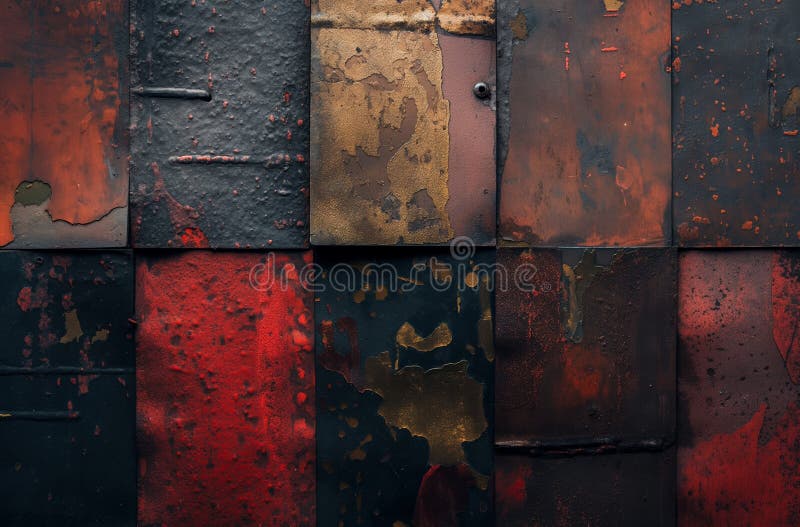 Weathered Metal Panels Collage Stock Image - Image of vintage ...