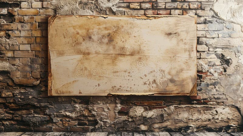 A Weathered Metal Sign, Rusted and Worn, is Embedded in a Brick Wall ...