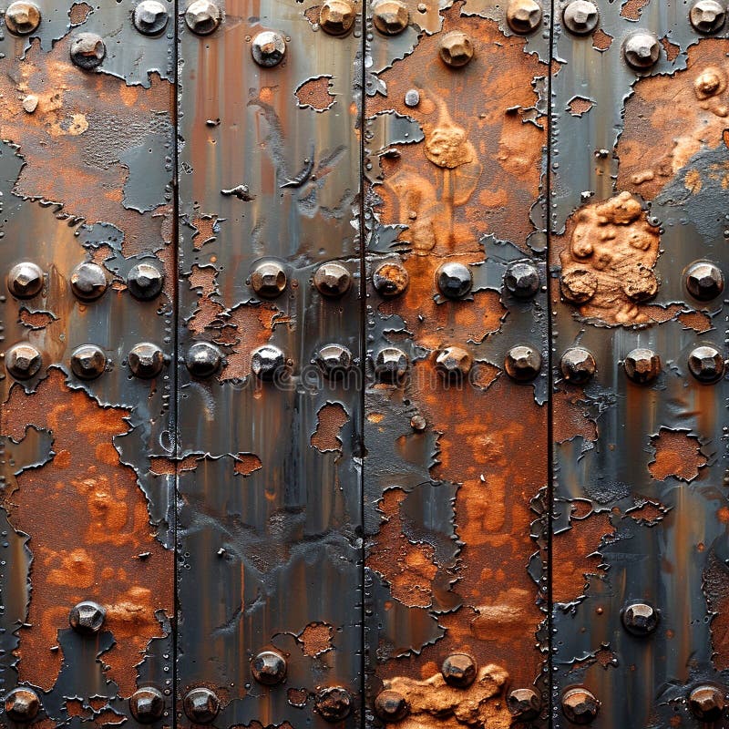 Rusty Metal Surface with Rivets Showcases Years of Wear and Weathering ...