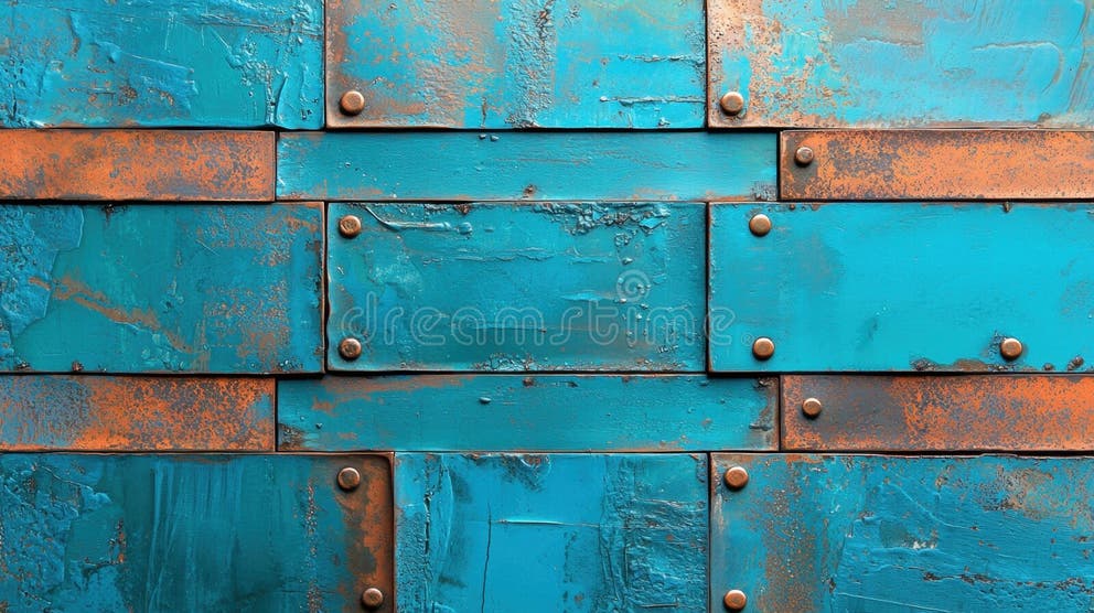 A Weathered Metal Wall with a Rustic Texture and a Repeating Pattern of ...