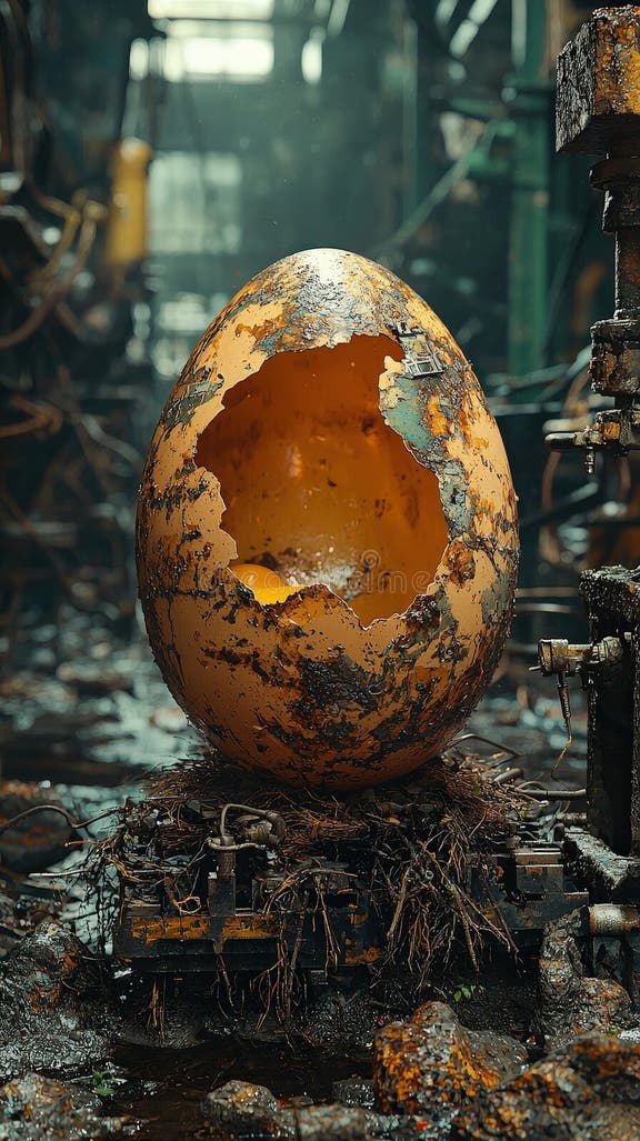 Weathered Metallic Egg in Industrial Setting Stock Photo - Image of ...