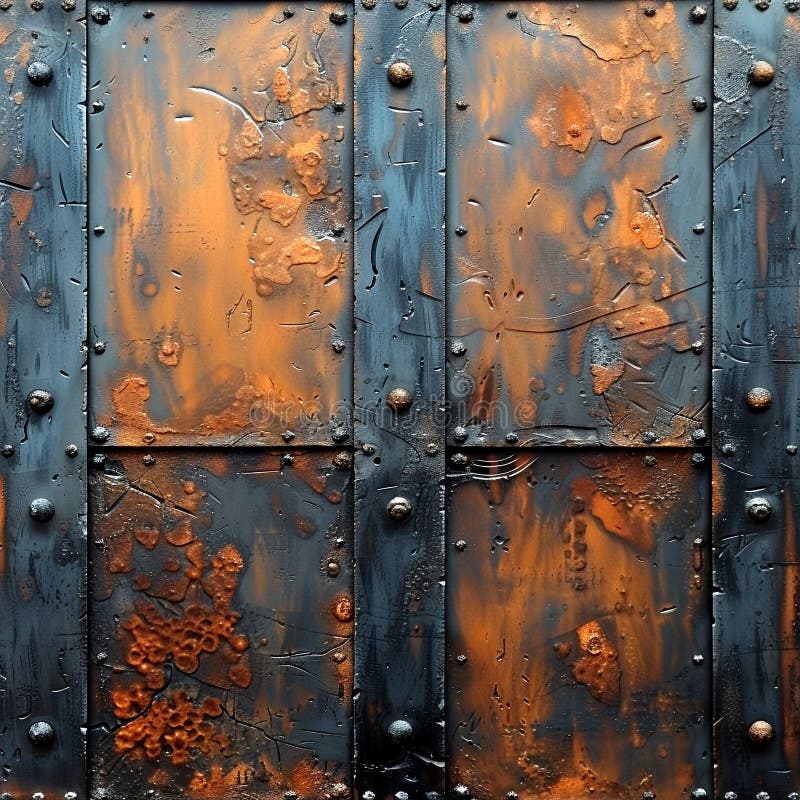 Rusty Metal Wall Panels with Rivets Showcasing Texture and Decay in an ...