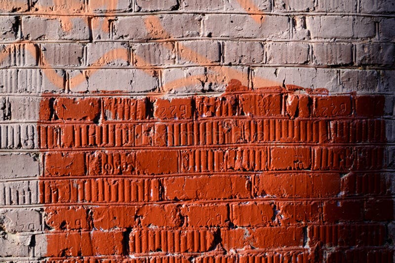 Weathered Old Brick Wall Painted Brown Paint. Abstract Background Stock ...