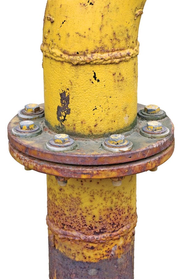 Weathered Old Gas Pipe Connection Flange Isolated Stock Photo - Image ...