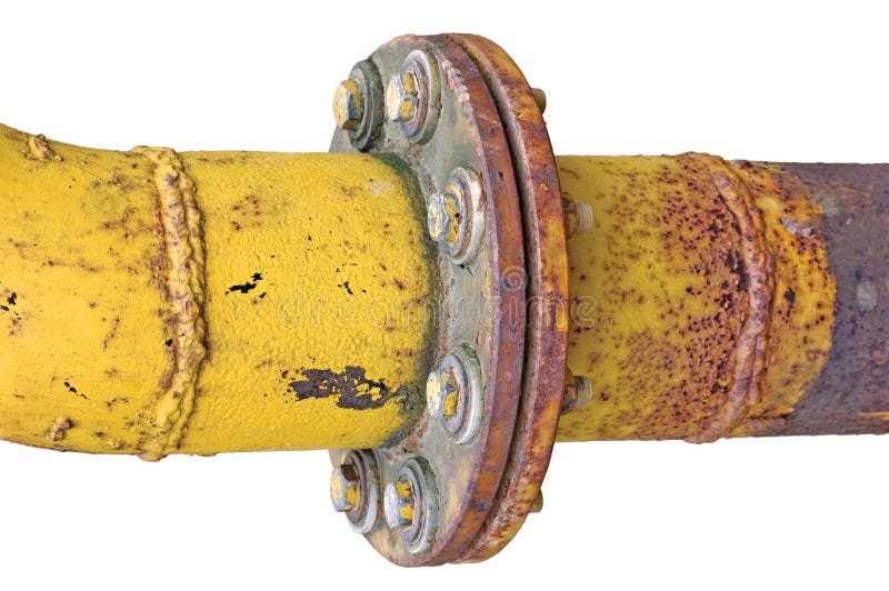 Weathered Old Gas Pipe Connection Flange Isolated Stock Photo - Image ...