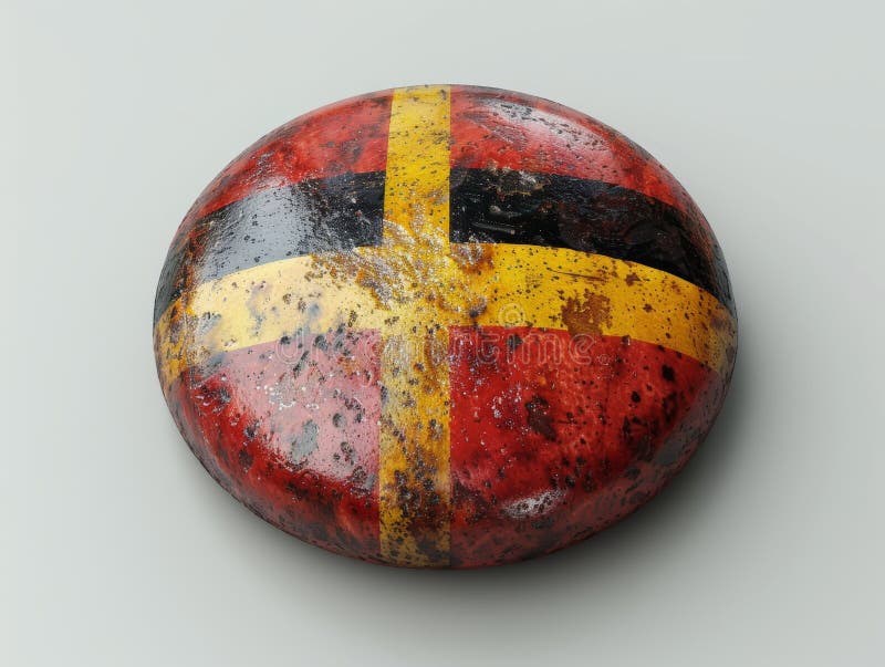 A Weathered, Oval-shaped Stone with a Painted Flag Design. the Flag ...